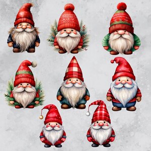 Watercolor Christmas Gnome Clip Art Set, Holiday Digital Graphics ...