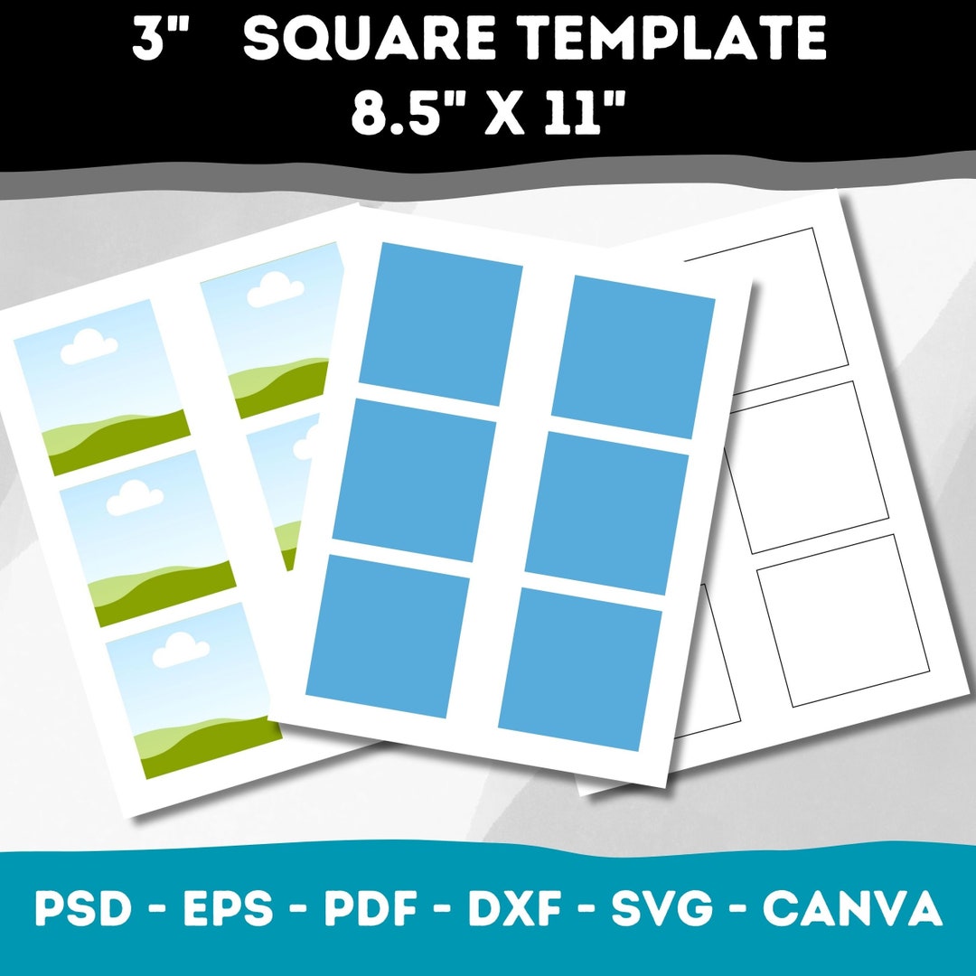 3 Inch Square Template, 3" Template in Psd, Eps, Pdf, Dxf and Canva ...