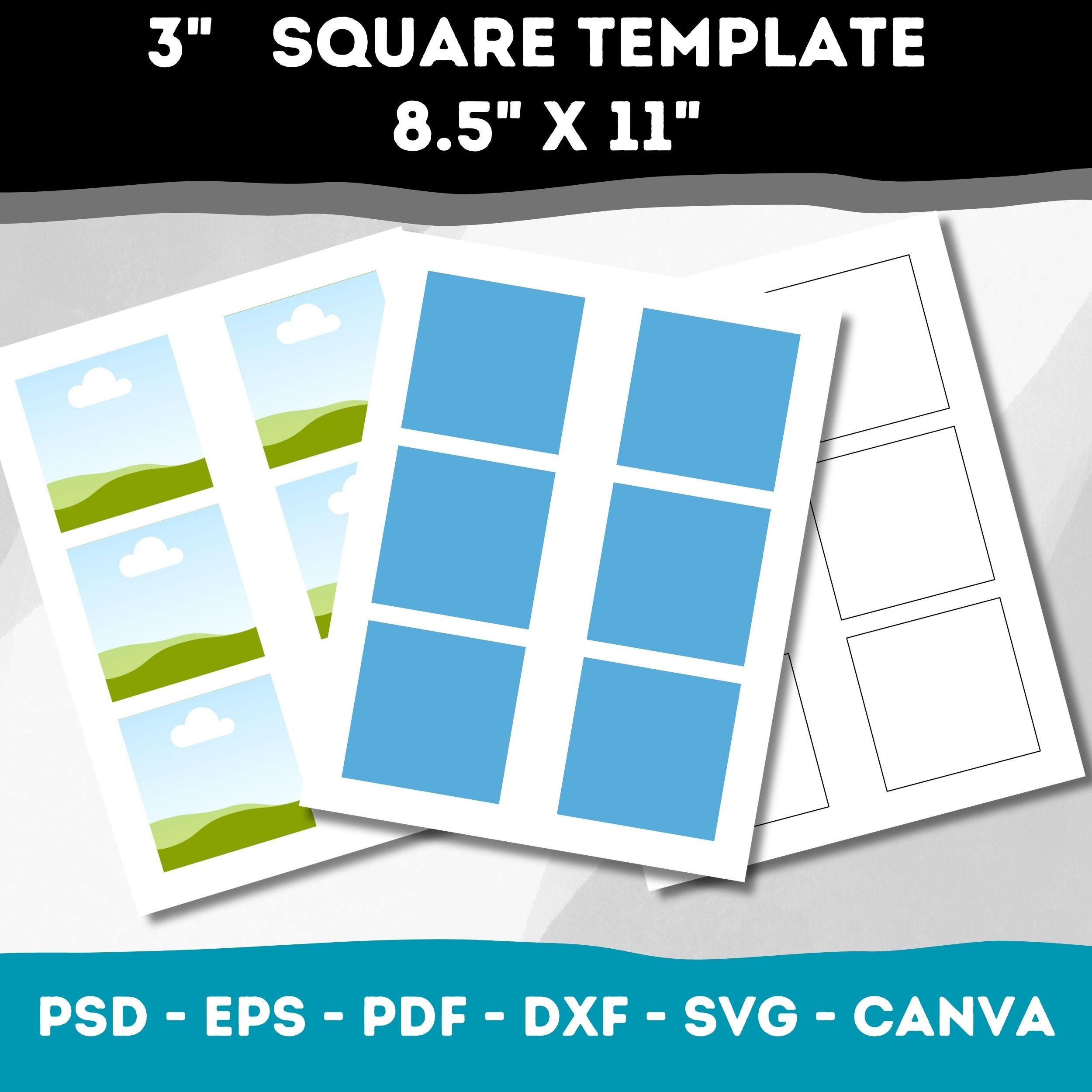 3 Inch Square Template, 3" Template in Psd, Eps, Pdf, Dxf and Canva ...