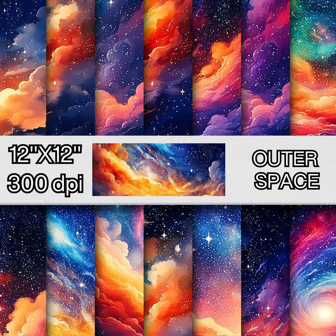 Outer Space Digital Paper Pack, Celestial Background Papers, Night Sky ...