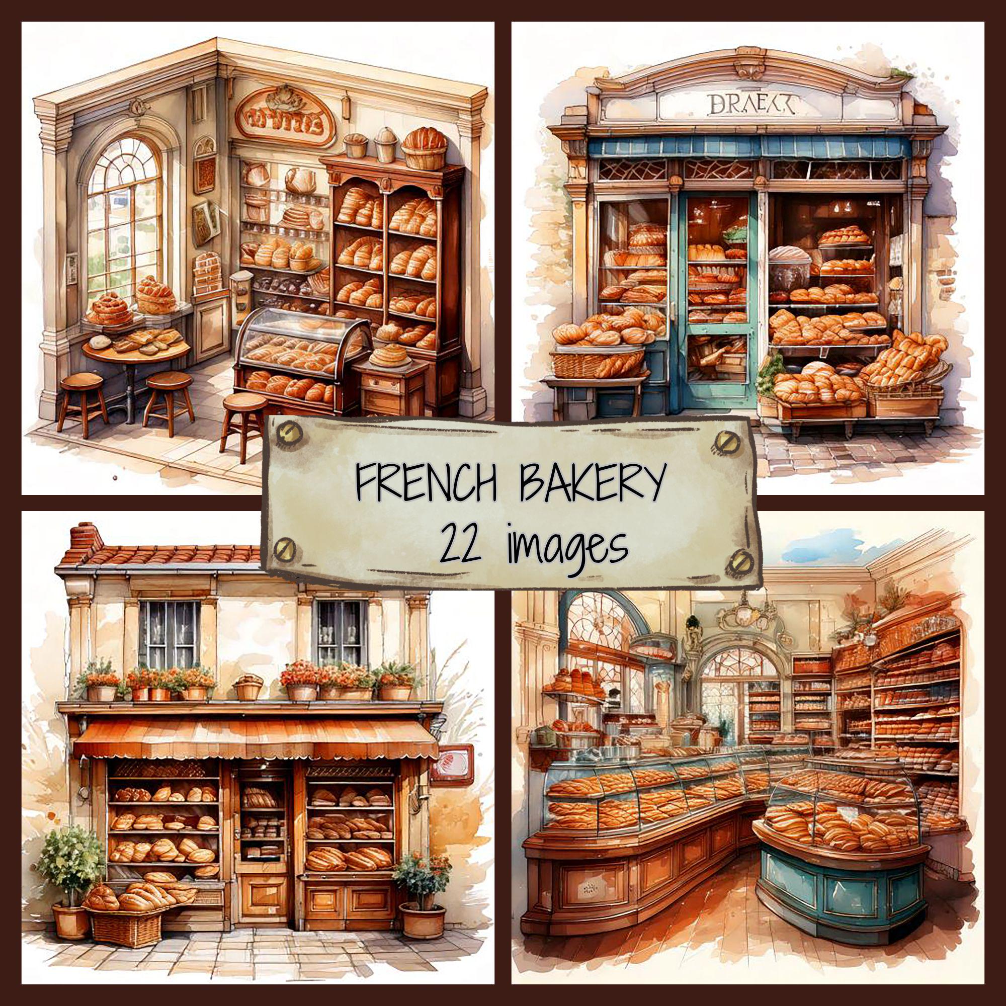 Watercolor French Bakery JPG Clip Art Pack, Bakery Clip Art Set, French ...