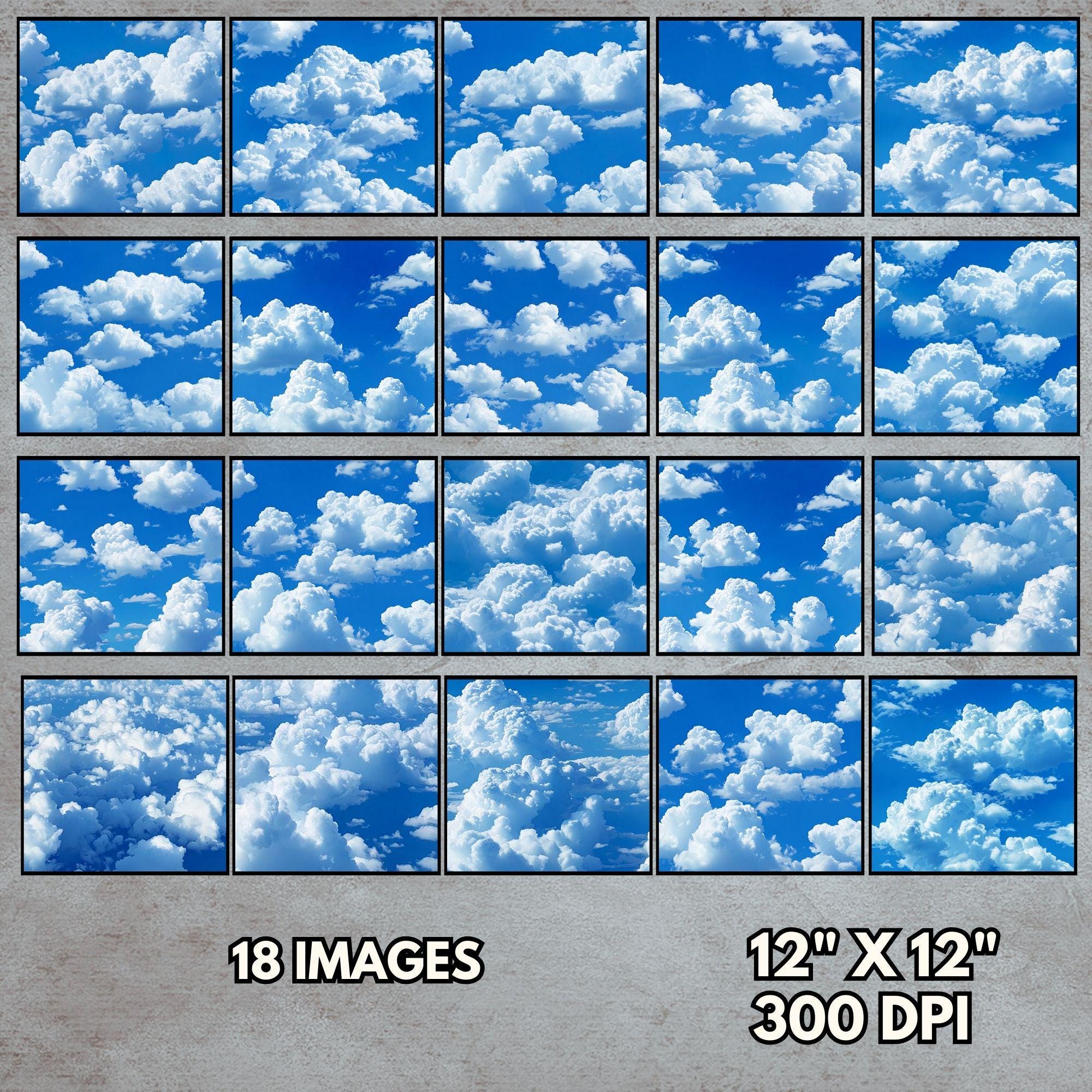 Blue Sky Digital Paper Pack, Azure Sky Scrapbooking Paper, Cobalt ...