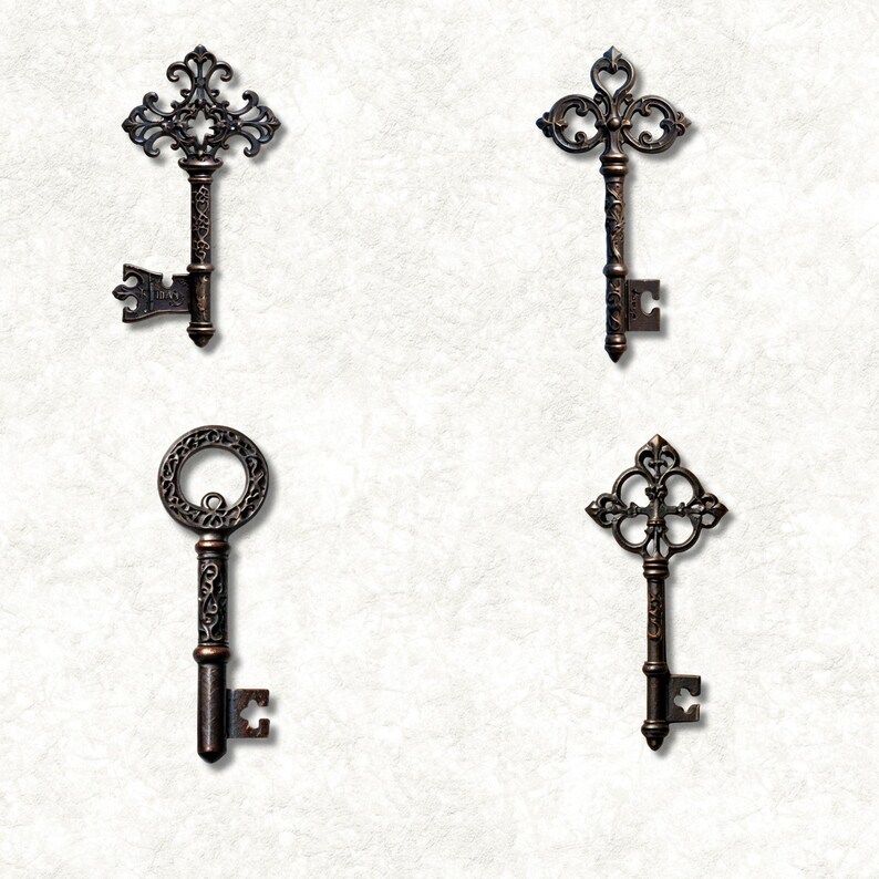Vintage Keys Clip Art Set – 23 Antique Key Pngs, Gothic & Old-world ...