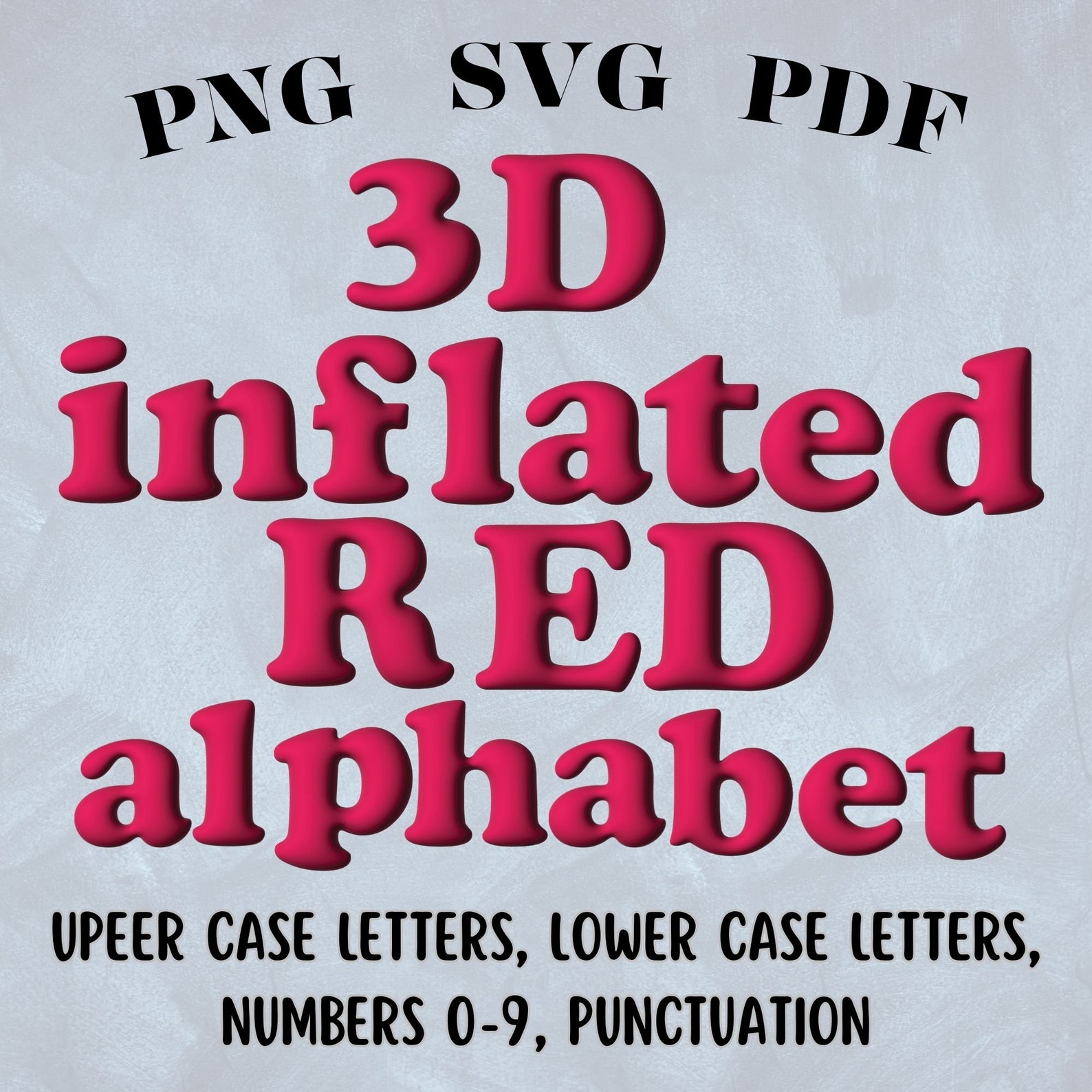 3D Inflated Red Alphabet Letters, 3D Sublimation Puffy Alphabet Letters ...