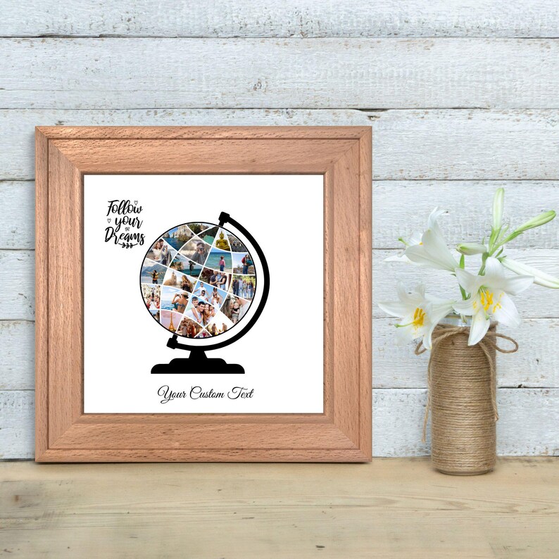 Globe Photo Collage Template: Travel Keepsake, Editable Canva Frame ...