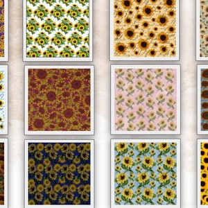 Vintage Sunflower Digital Paper Pack - Sunflower Pattern Digital ...