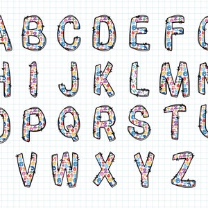 Back to School Doodle Alphabet Letters PNG, Alpha Doodle, Teachers ...