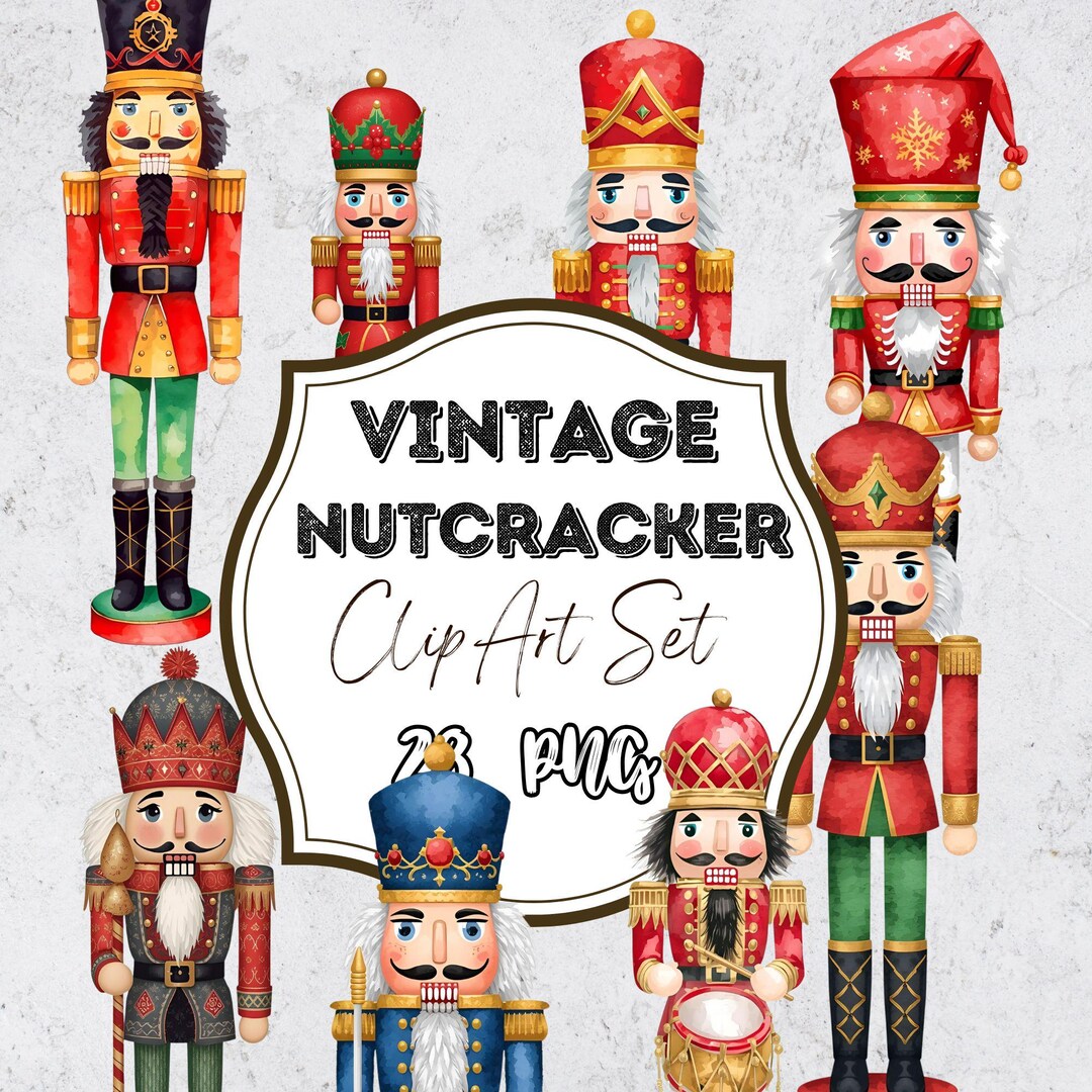 Vintage Nutcracker Clipart Set | Retro Christmas Pngs | Classic Holiday ...