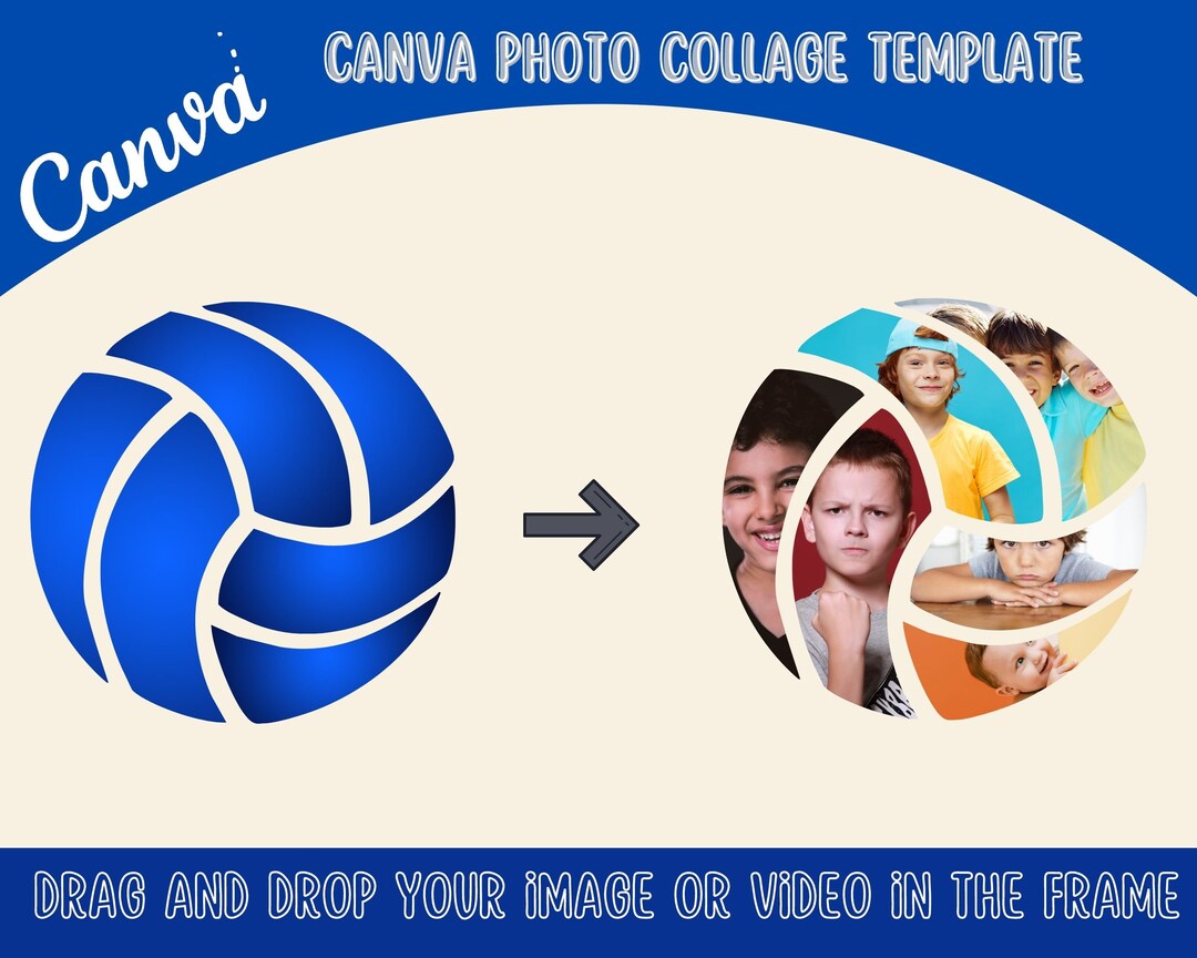 Volleyball Photo Collage Template: Sports Fillable Design (digital ...