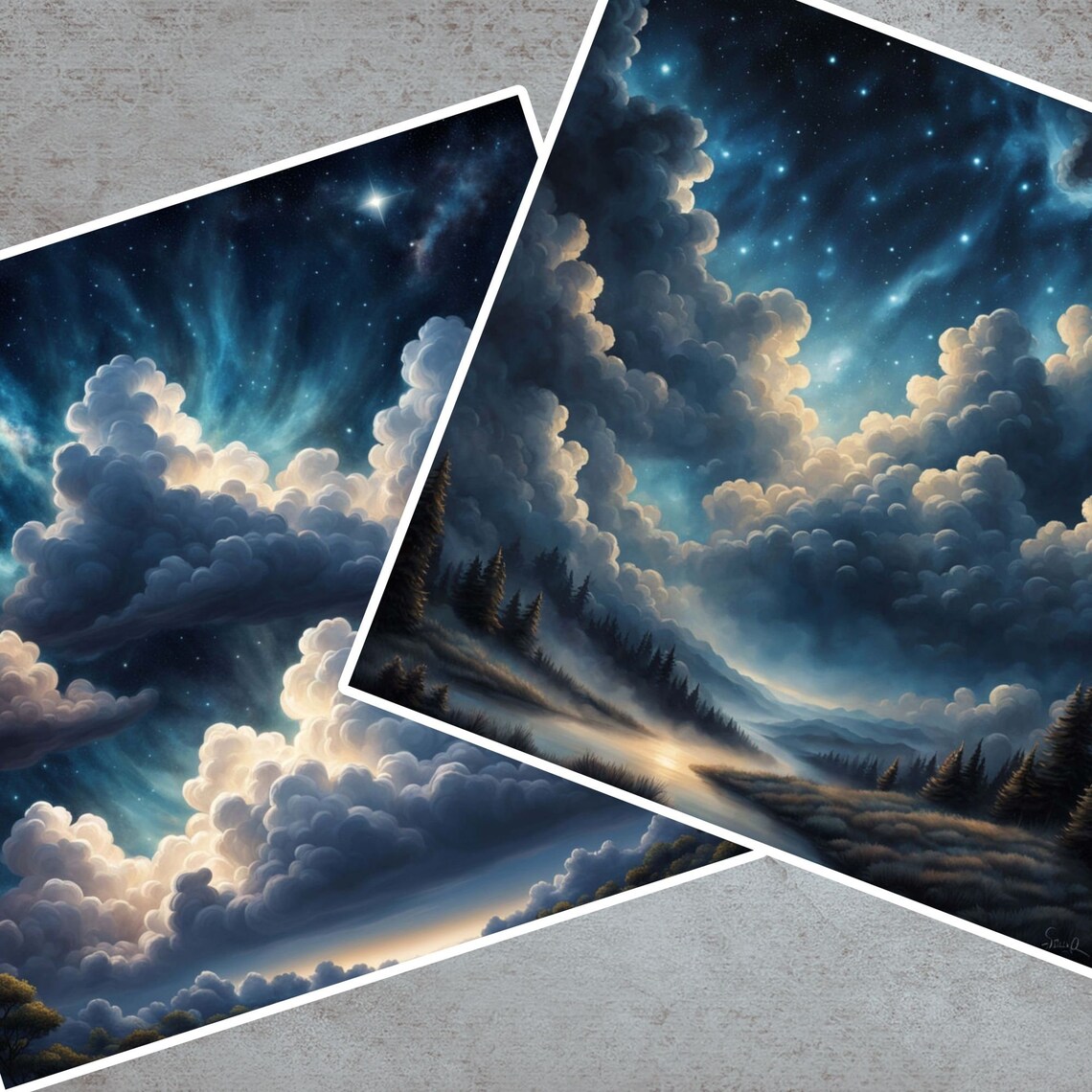 Watercolor Colorful Cloudy Skies Digital Paper Pack,cloud and Sky ...