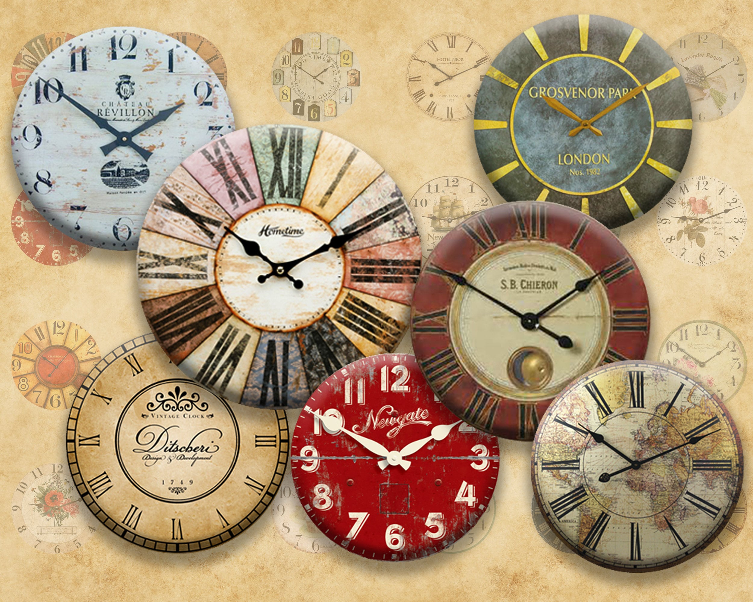 Vintage Clocks Collage