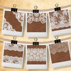White Lace and Leather Digital Paper Pack Vintage Lace Pattern Digital ...