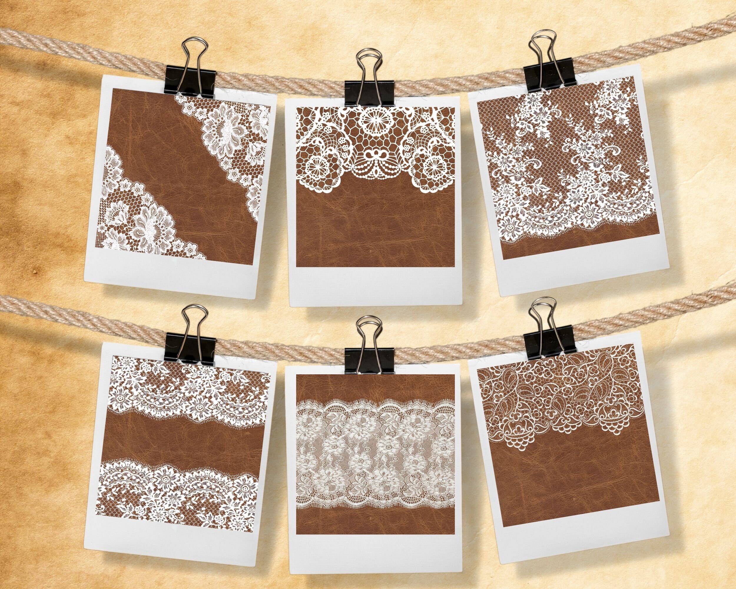 White Lace and Leather Digital Paper Pack Vintage Lace Pattern Digital ...
