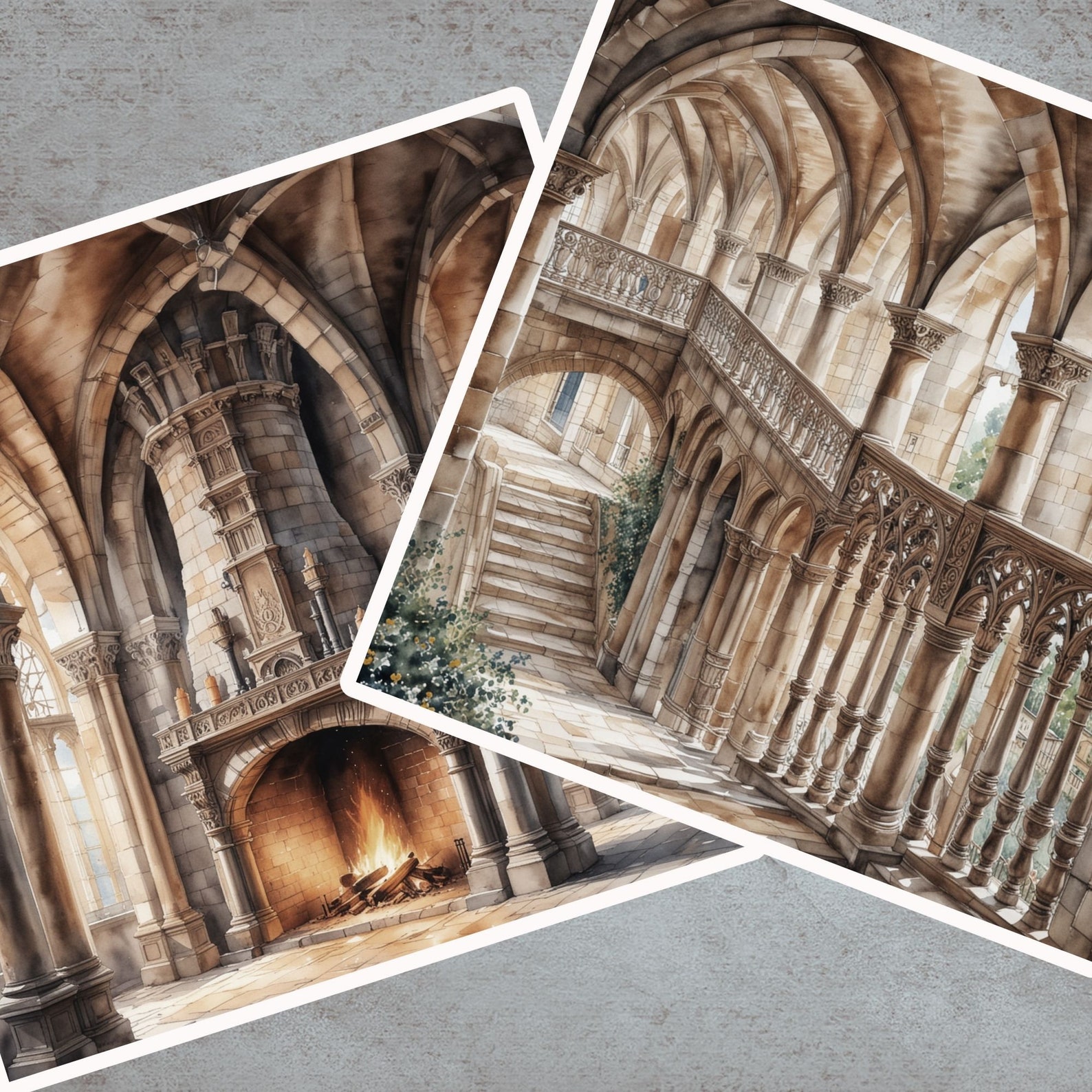 Medieval Castle Clip Art Set, Digital Scrapbooking Papers, Ancient ...