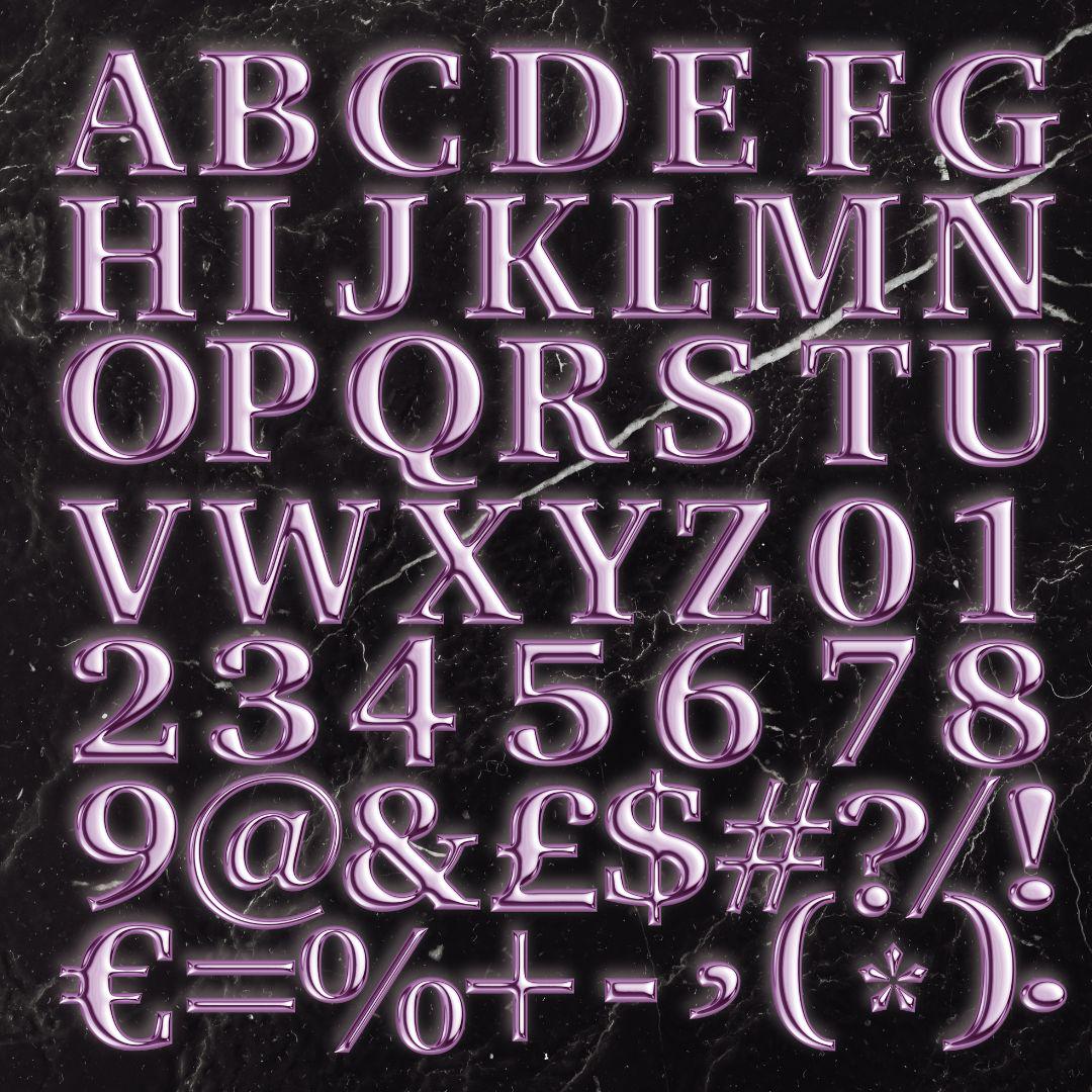 Liquid Lilac Chrome Alphabet Letters, Liquid Lilac Letters in PNG,SVG ...
