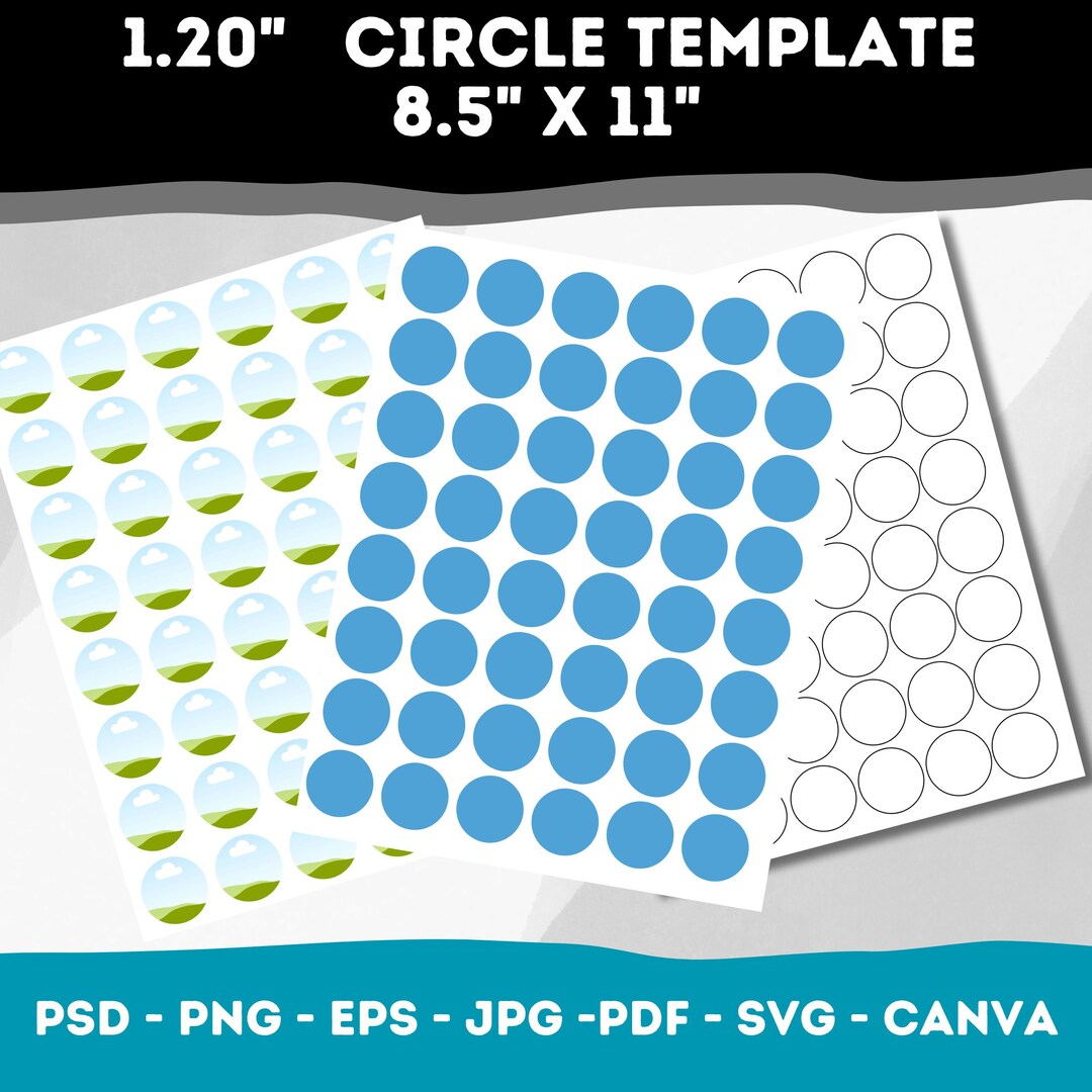 1.20 Inch Circle Craft Template Bundle, 1.20" Template in Psd, Eps, Pdf ...