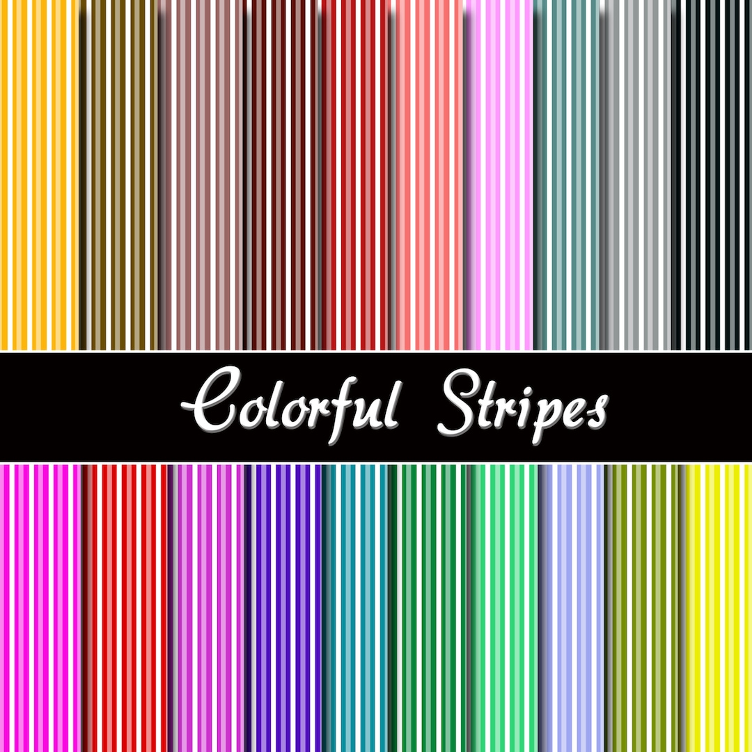 Colorful Stripes Digital Paper Pack - Instant Download Printable ...