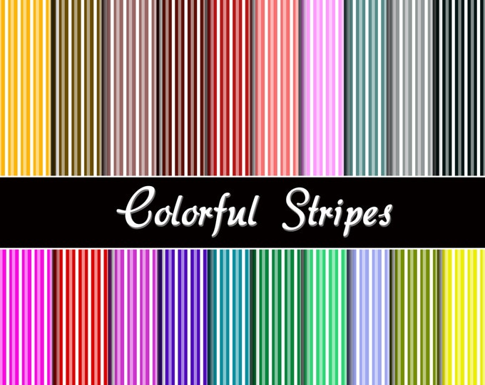Colorful Stripes Digital Paper Pack Instant Download - Etsy