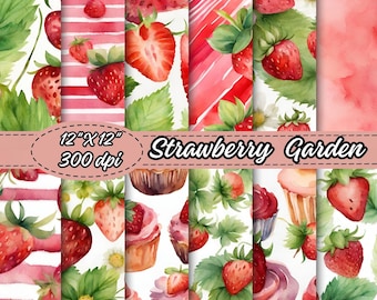 Watercolor Blueberry Pattern Digital Papers, Summer Themed Digital ...