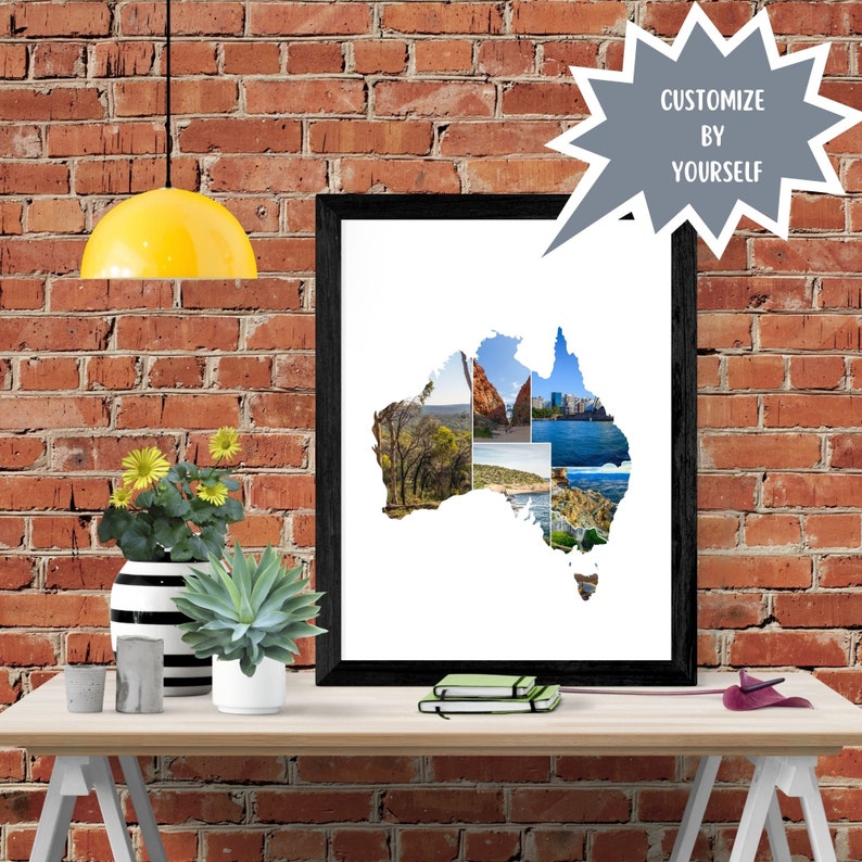 Editable Australian Map Photo Collage ,create Your Own Aussie Map Photo ...