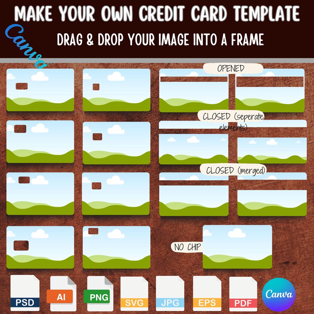Credit Card Skin Template | Debit Card Cover SVG | Editable Canva ...