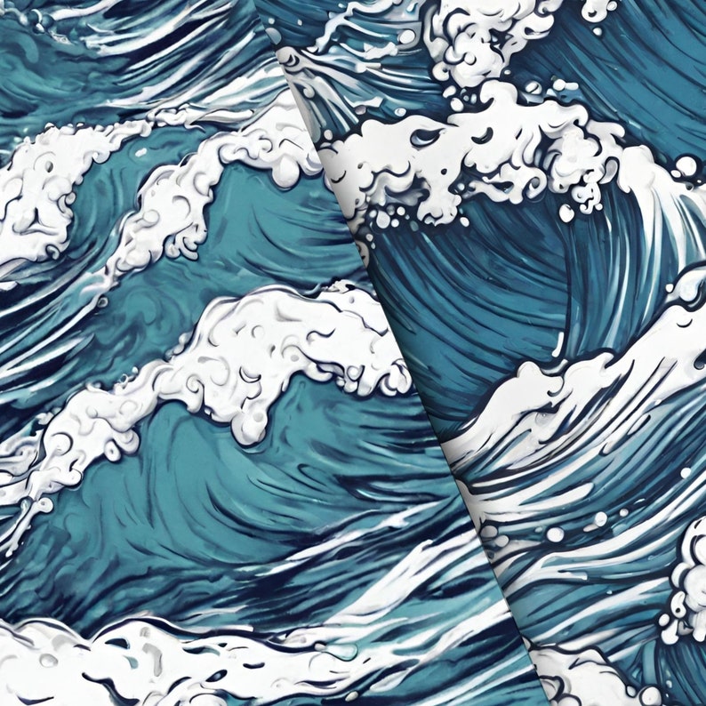 Ocean Wave Digital Paper Pack, Sea Waves Pattern Backgrounds, Beach ...