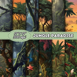 Jungle Paradise Digital Paper Pack, Tropical Forest Pattern ,nature ...