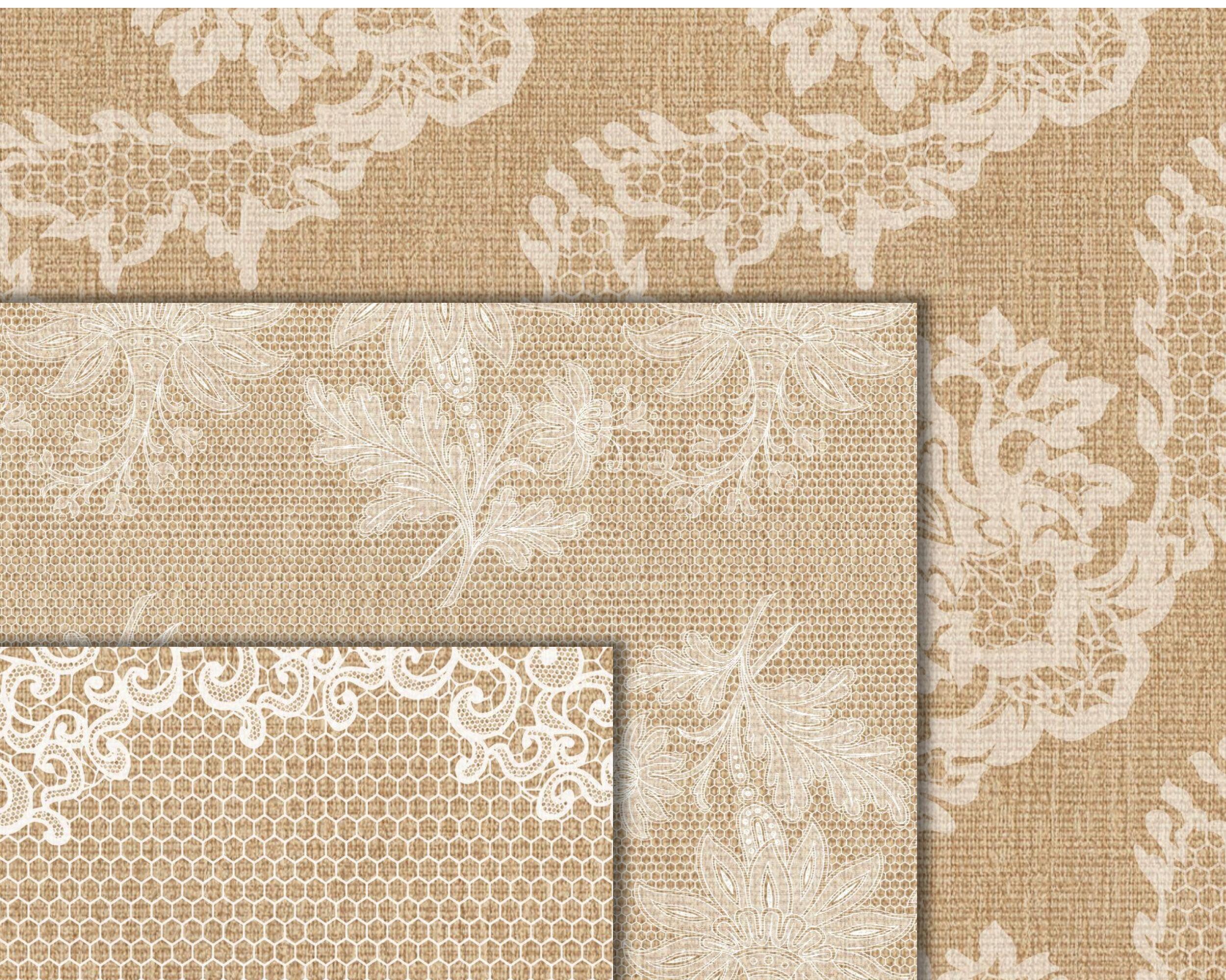Linen and White Lace Digital Paper Pack - Linen Digital Background ...