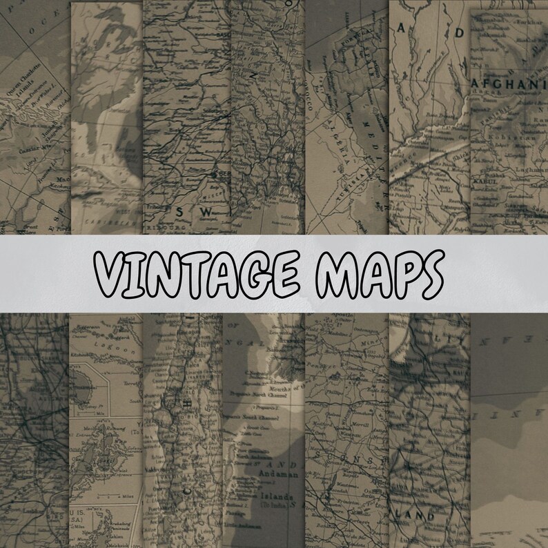 Old Vintage Maps Digital Papers Pack Black and White Maps - Etsy