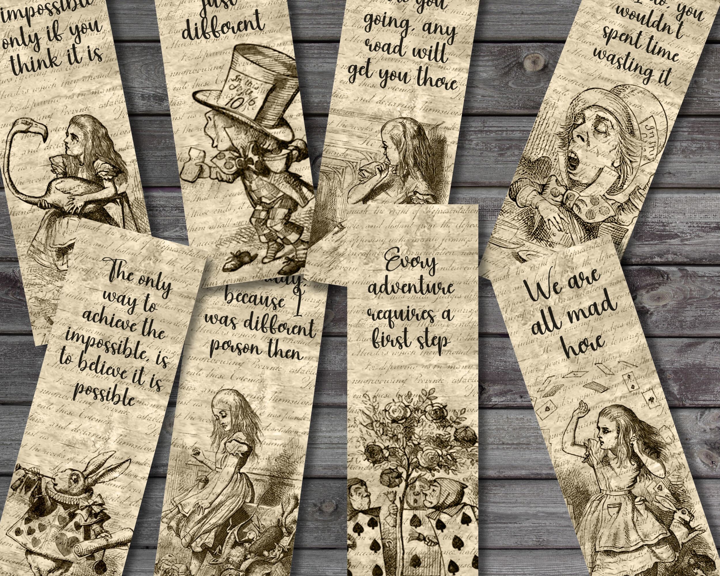 Printable Alice in Wonderland Vintage Digital Bookmarks Junk - Etsy
