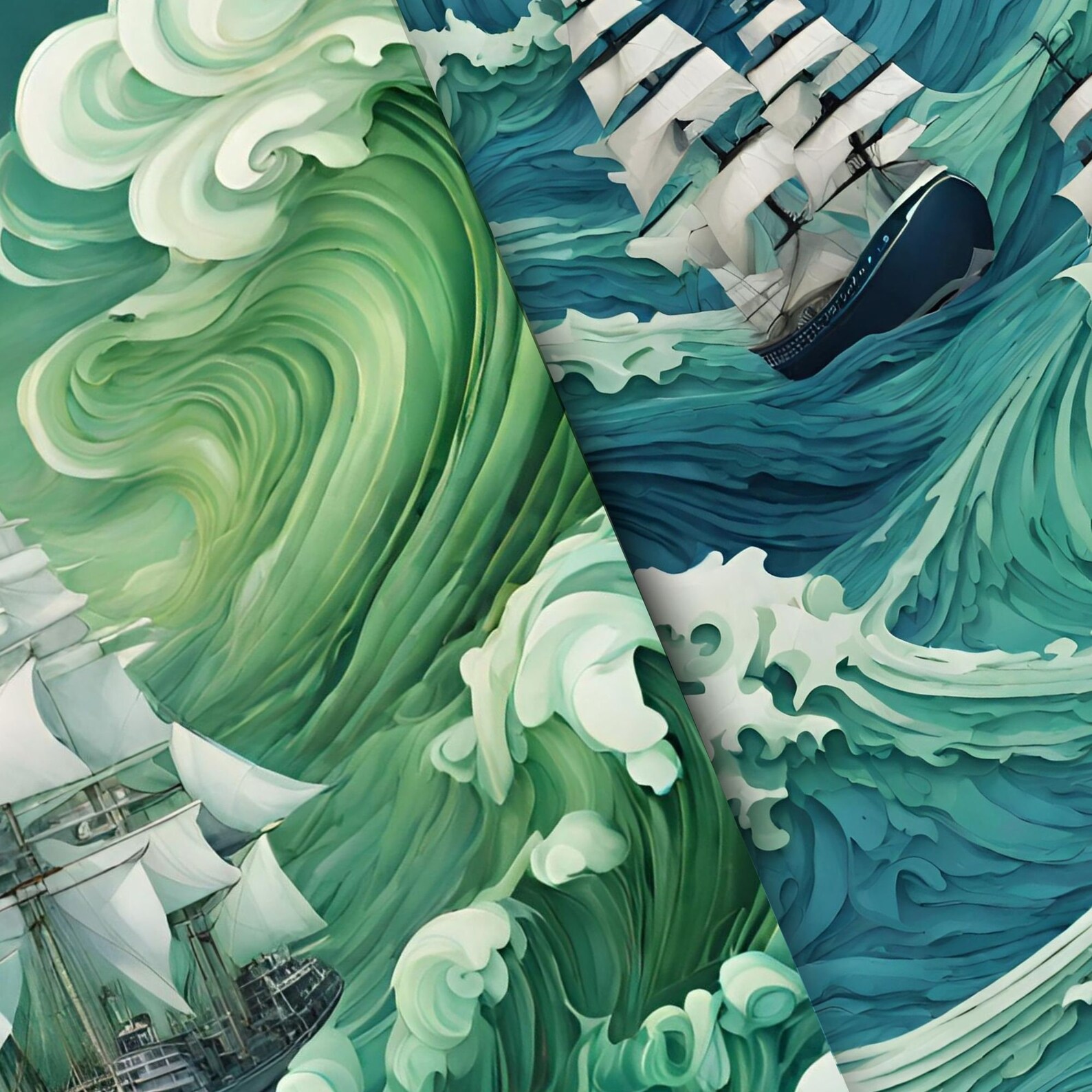 3D Water Waves Digital Paper, Sea Waves Digital Backgrounds ...