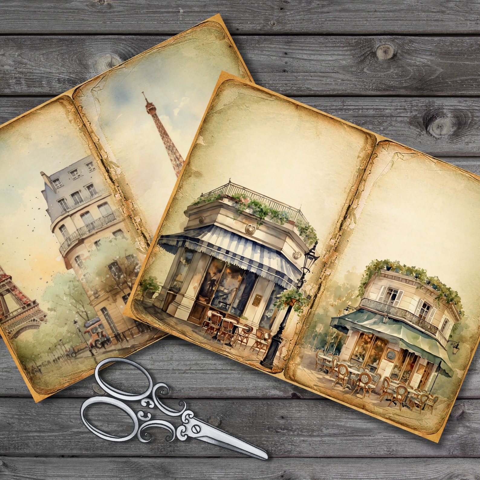 Vintage Paris Themed Junk Journal Pages Kit - Eiffel Tower Journal for ...