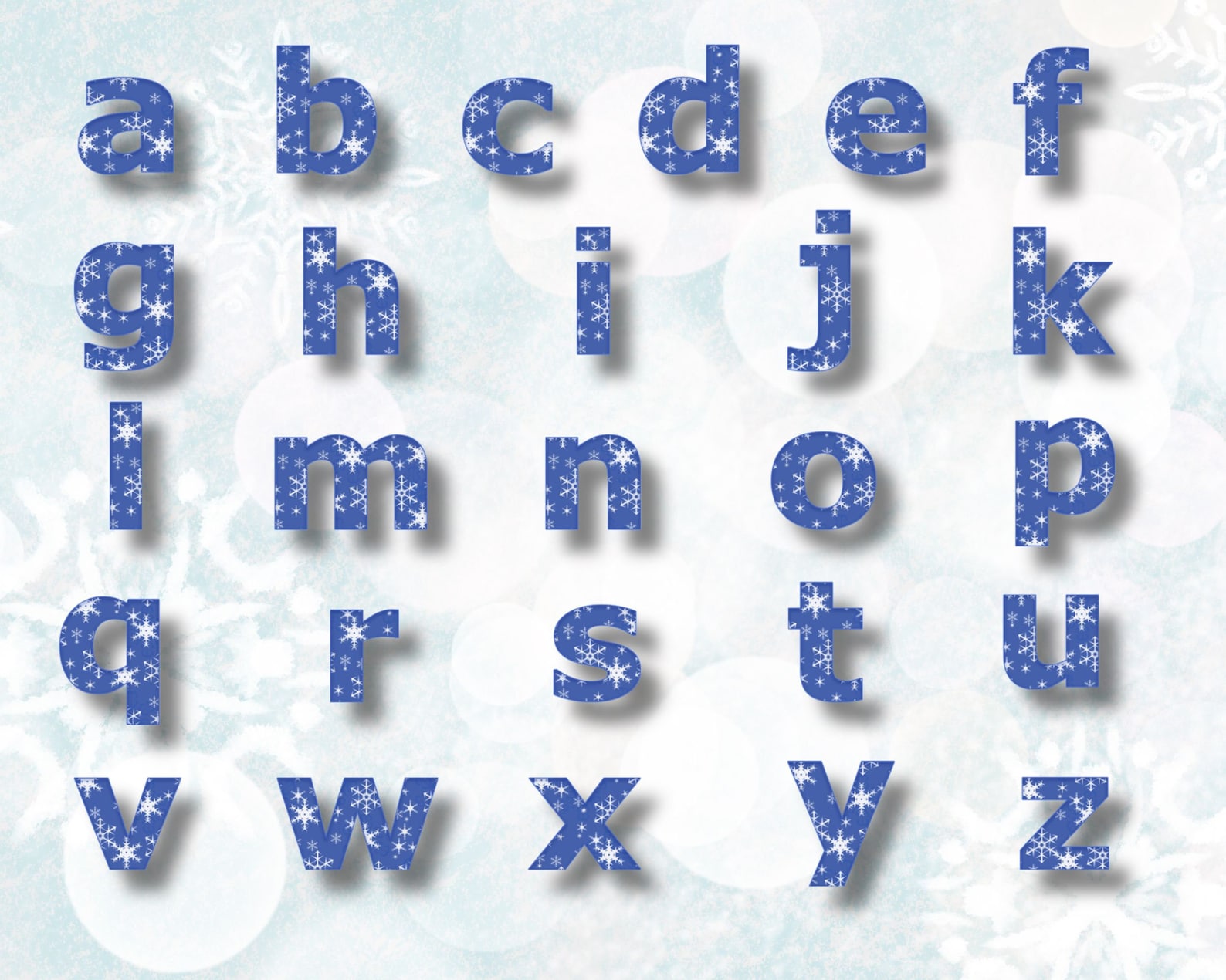 Snowflake Alphabet Letters Clip Art, Holiday Alphabet Font, Winter ...