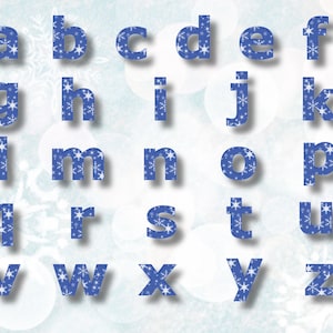 Snowflake Alphabet Letters Clip Art, Holiday Alphabet Font, Winter ...