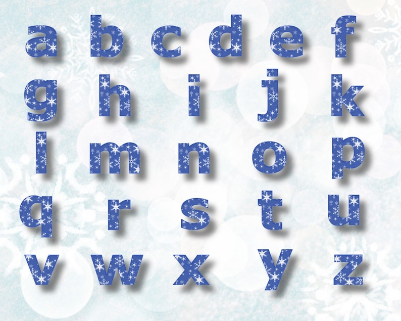 Snowflake Alphabet Letters Clip Art, Holiday Alphabet Font, Winter ...
