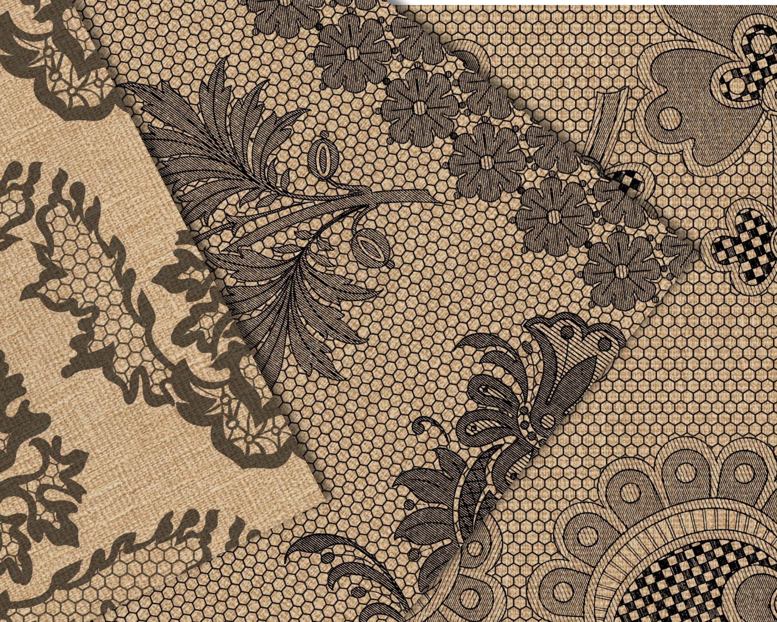 Linen and Black Lace Digital Paper Pack - Linen Digital Background ...