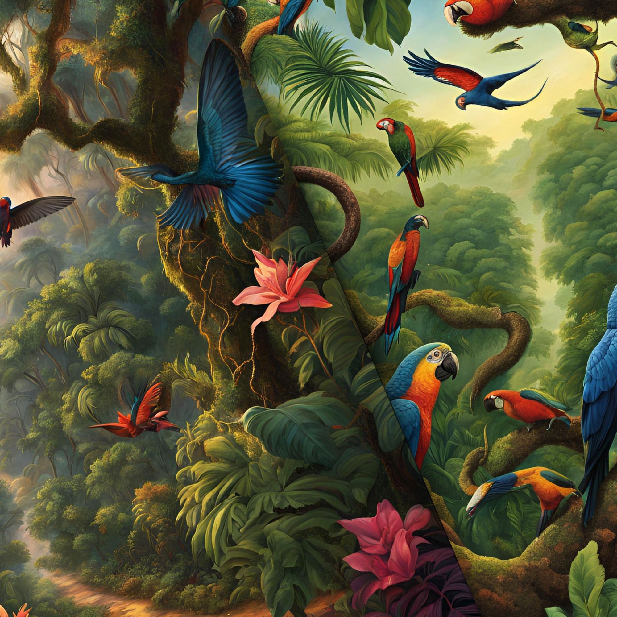 Jungle Paradise Digital Paper Pack, Tropical Forest Pattern ,nature ...