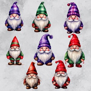 Watercolor Christmas Gnome Clip Art Set, Holiday Digital Graphics ...