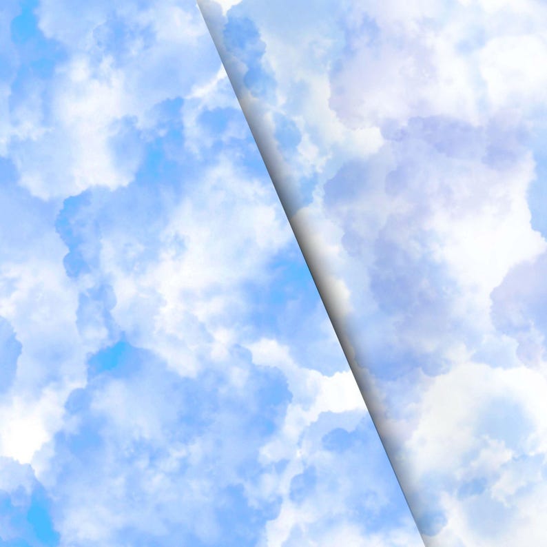 Watercolor Cloud Texture Digital Papers Pack, Blue Sky Digital ...