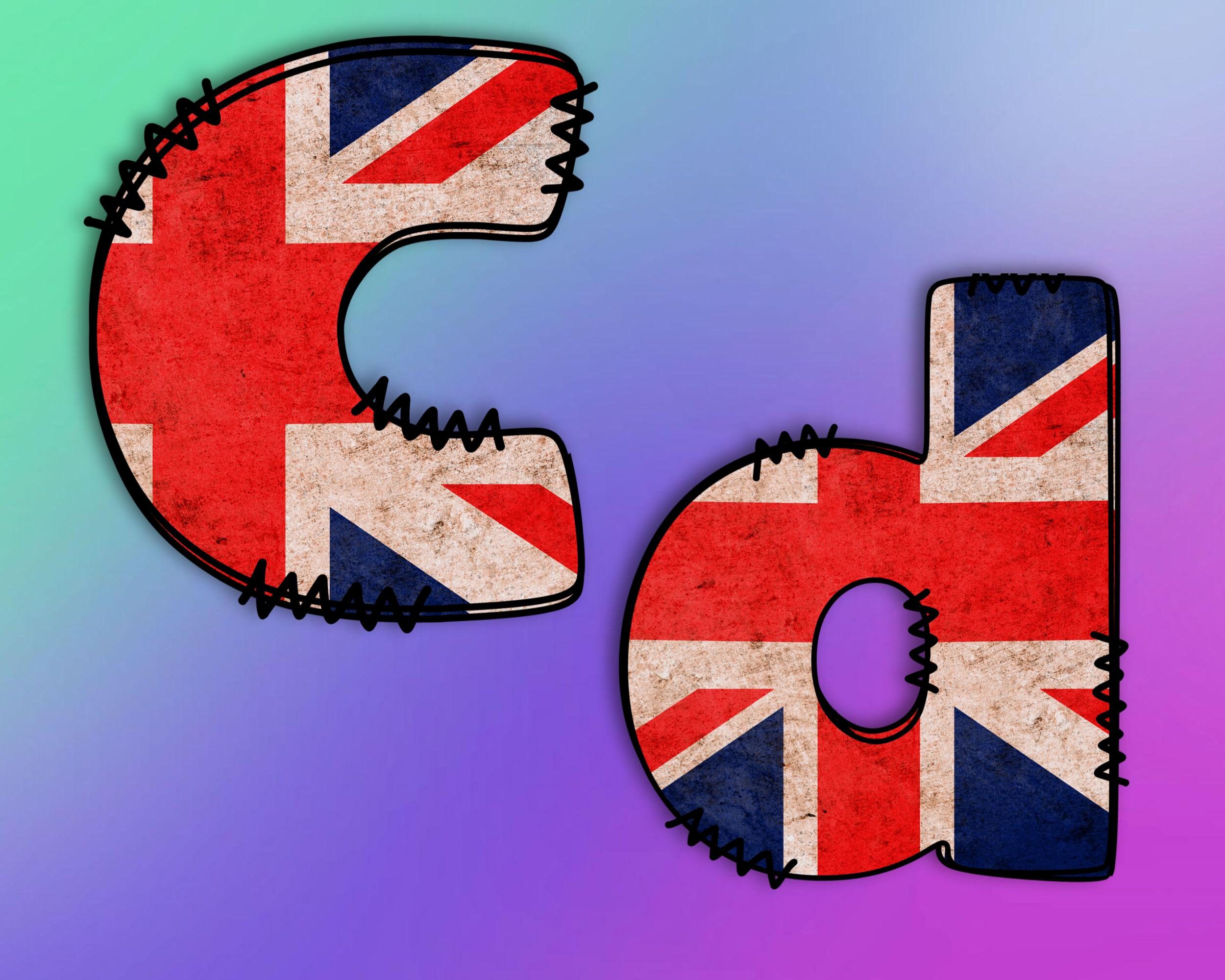 United Kingdom Flag Doodle Letters , Vintage United Kingdom Flag ...