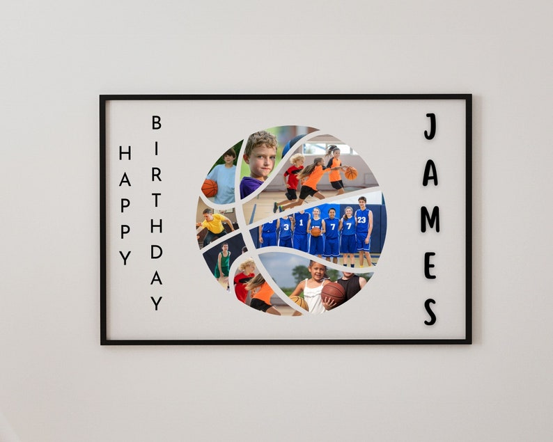 Editable Basketball Photo Collage Template , Digital Print , Ball Photo ...