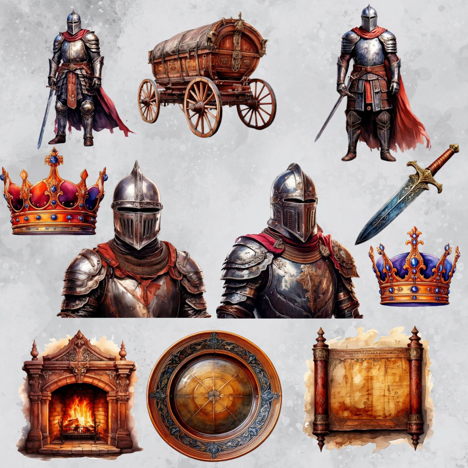 Medieval Life Clip Art Set, Medieval Life Illustrations, Knights and ...