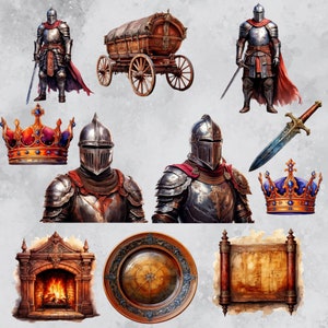 Medieval Life Clip Art Set, Medieval Life Illustrations, Knights and ...