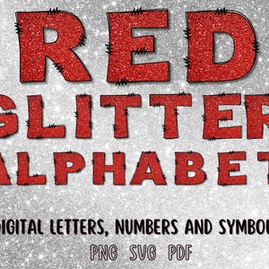 Red Glitter Doodle Letters Clip Art Set Sparkle Font SVG - Etsy
