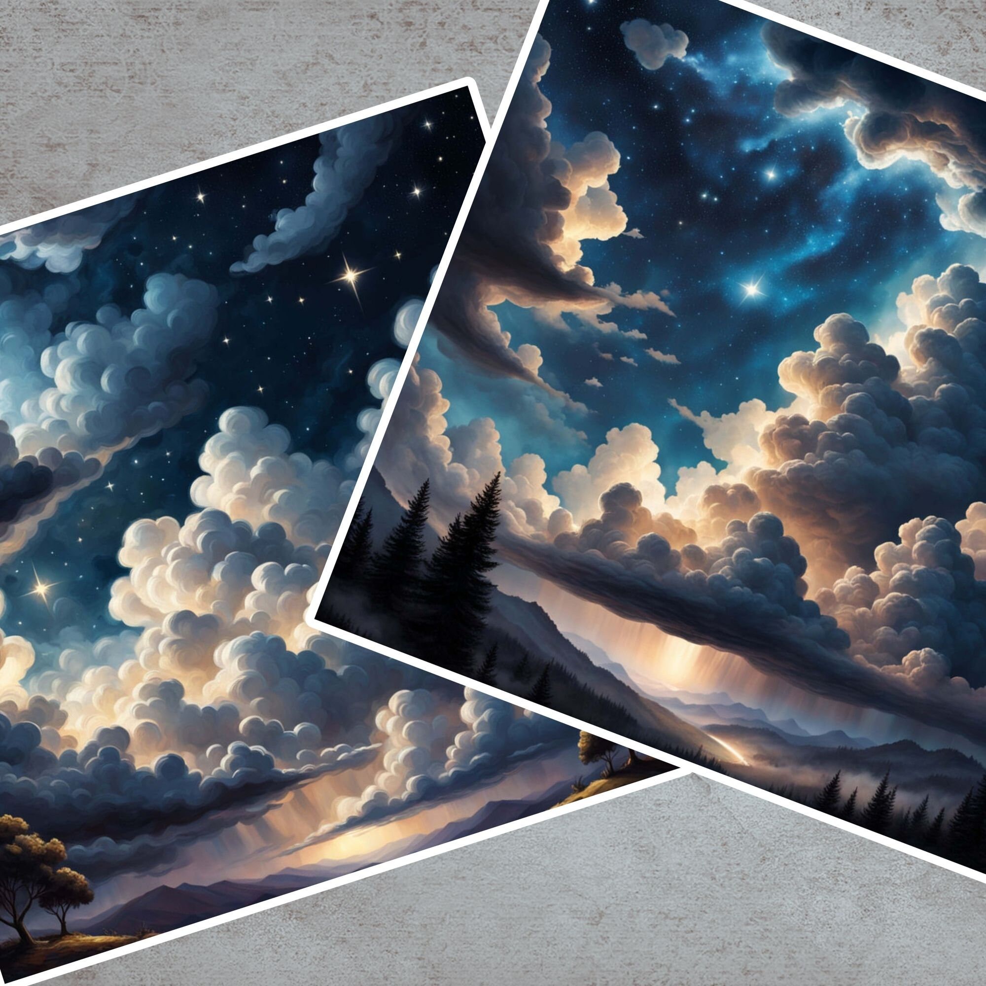 Watercolor Colorful Cloudy Skies Digital Paper Pack,cloud and Sky ...