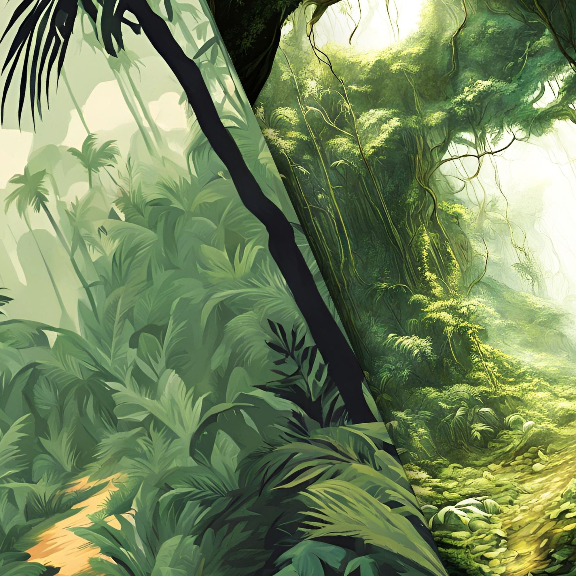 Jungle Digital Paper Pack, Tropical Forest Pattern , Nature Backgrounds ...