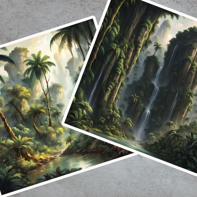 Watercolor Jungle Themed Digital Paper Pack, Jungle Forest Digital ...