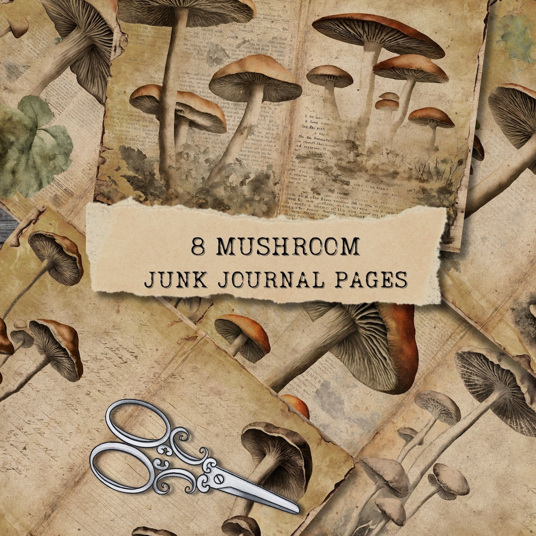 Vintage Mushroom Junk Journal Kit, Mushroom, Journal Insert Pages ...