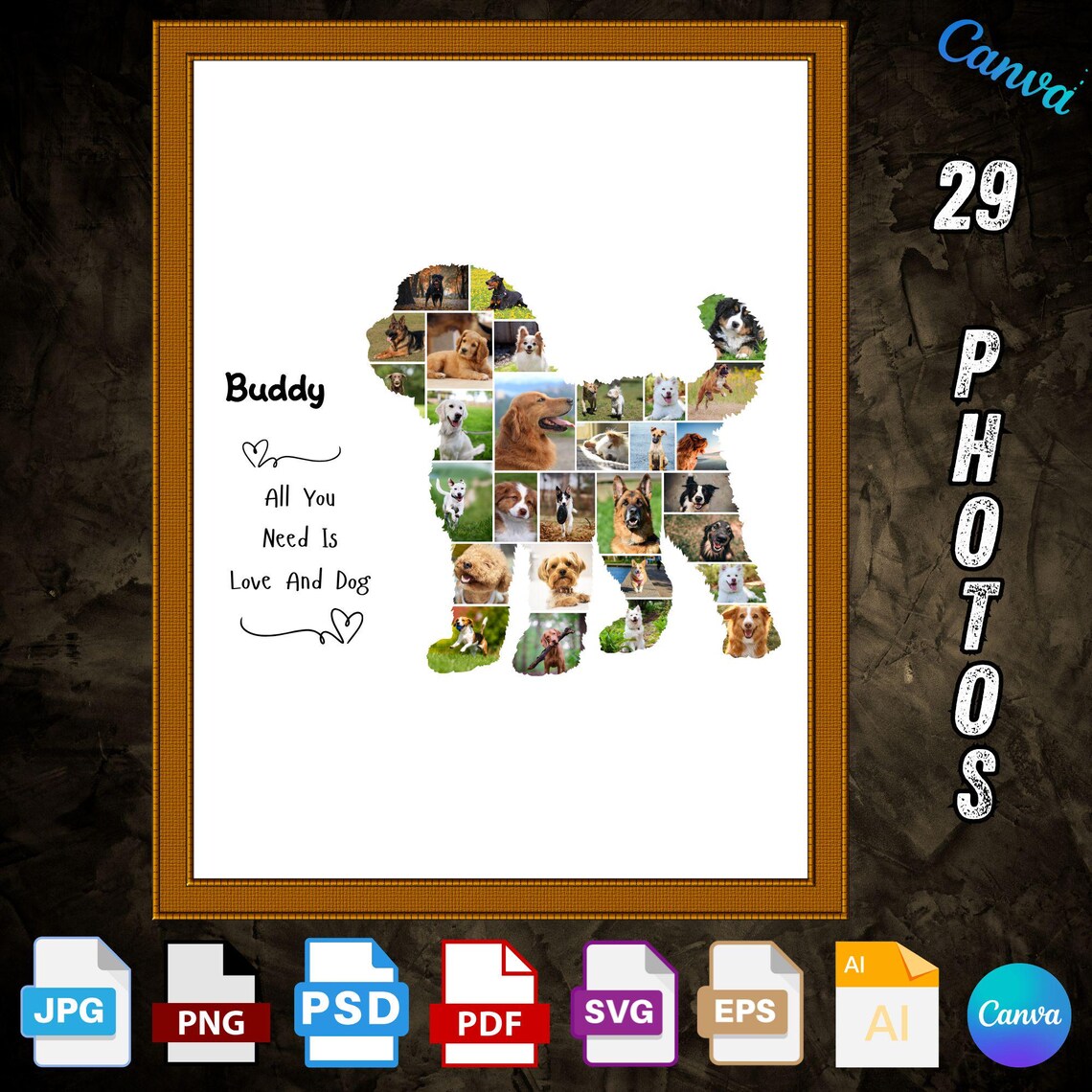 Cockapoo Photo Collage Canva Template| Custom Pet Memorial Gift ...