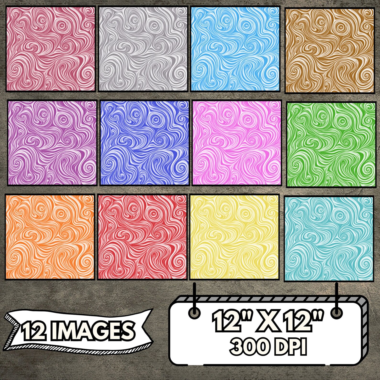 Colorful Wavy Digital Paper, Wavy Swirl Backgrounds, Liquid Marble ...